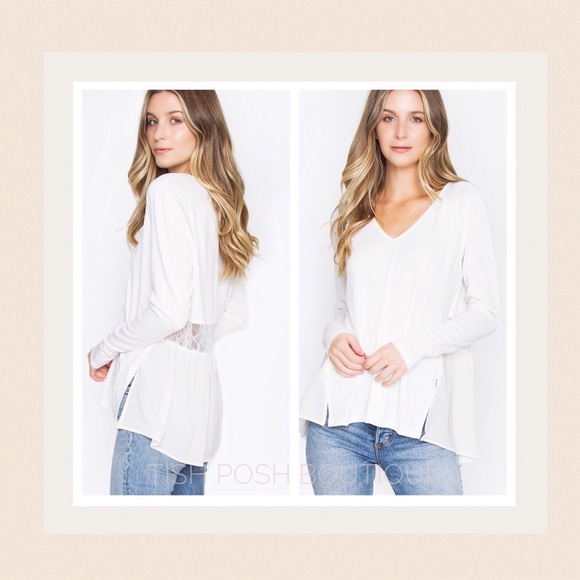Tops | Eliza White Lace Detail Top | Poshmark